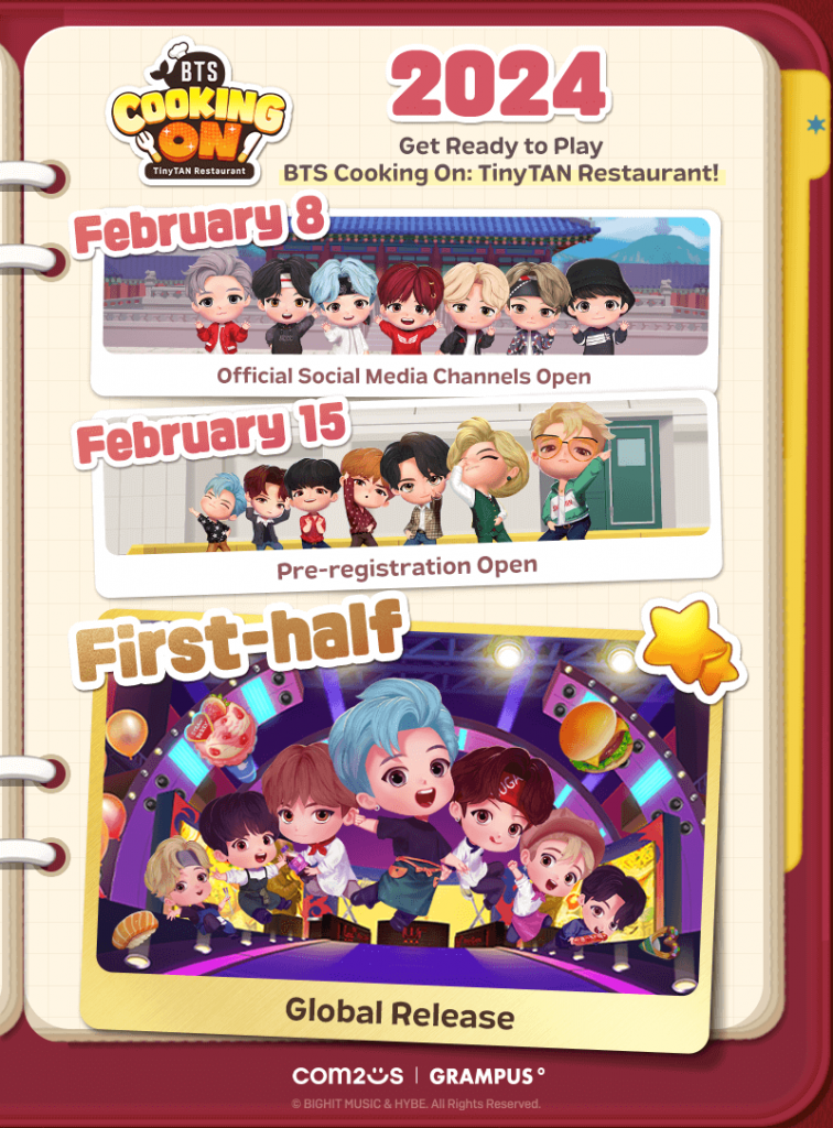 Com2uS’ new mobile cooking simulation game, BTS Cooking On: TinyTAN Restaurant opens pre ...